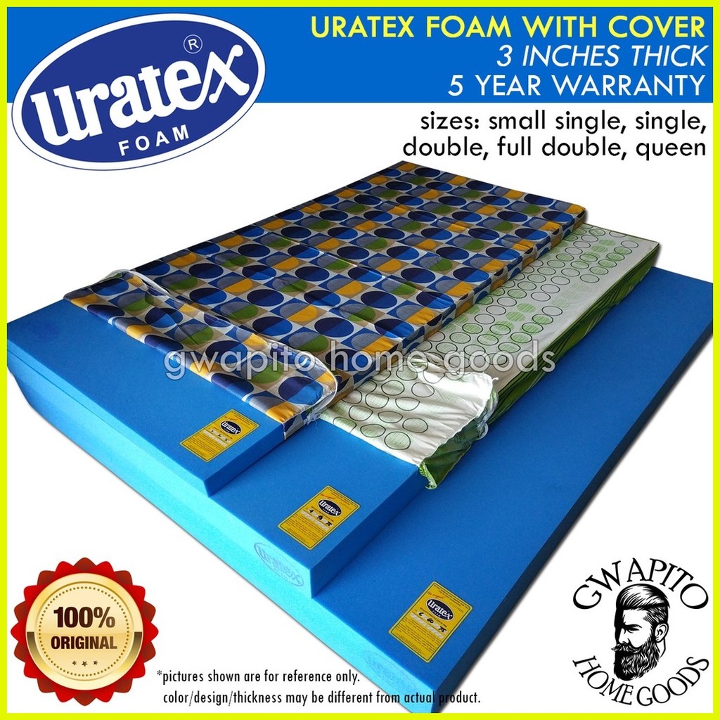 Uratex Foam with Cover 3 inches thick 100% ORIGINAL ( Single / Double ...