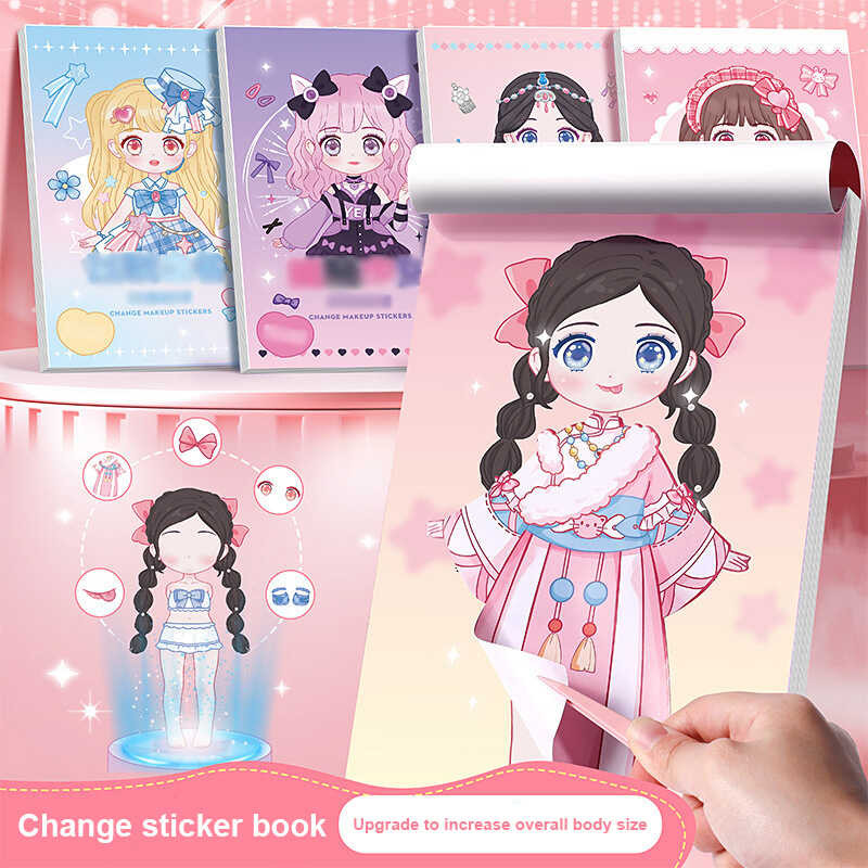 119 Book & Chageey Paper Doll Whole Body Dress Up Girl Stickers ...