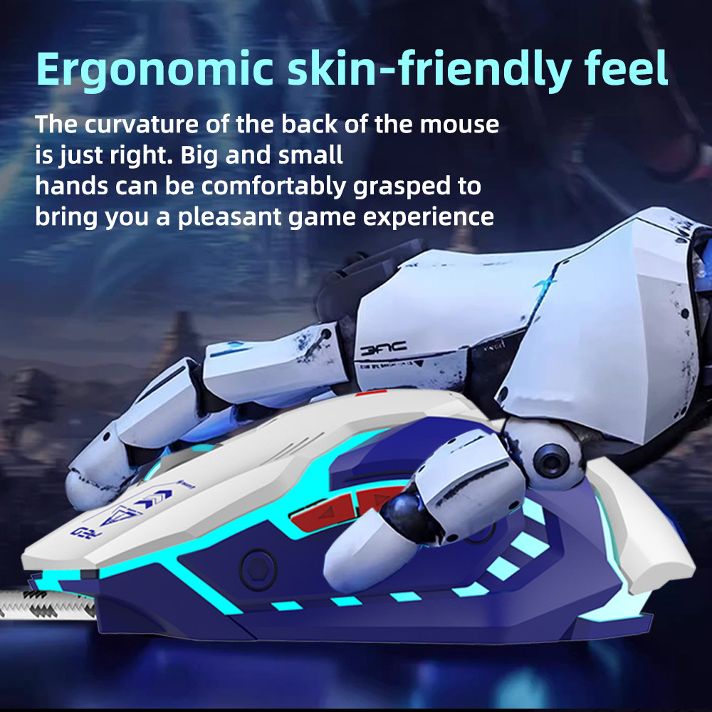 Zeus M-99 Mecha Style Gaming Mouse USB Wired Mechanical Feel Like Led ...