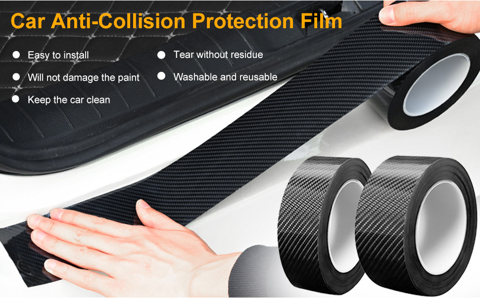 3D Carbon Fiber Car Sticker / Trunk Bumper Side Mirror Anti Scratch ...
