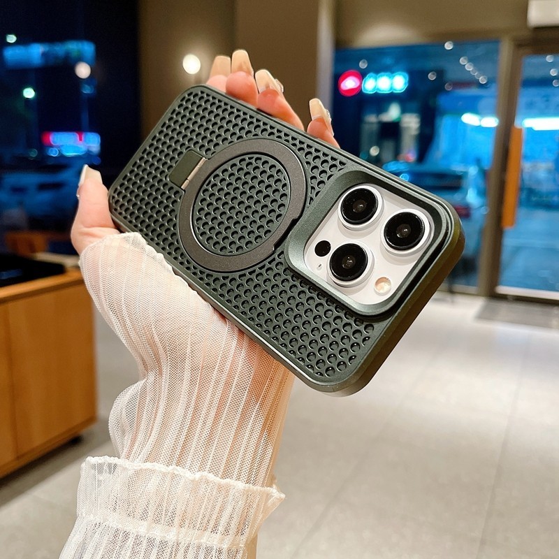 Cooling Magnetic Ring Holder Phone Case for iPhone 16 15 14 13 12 11 ...