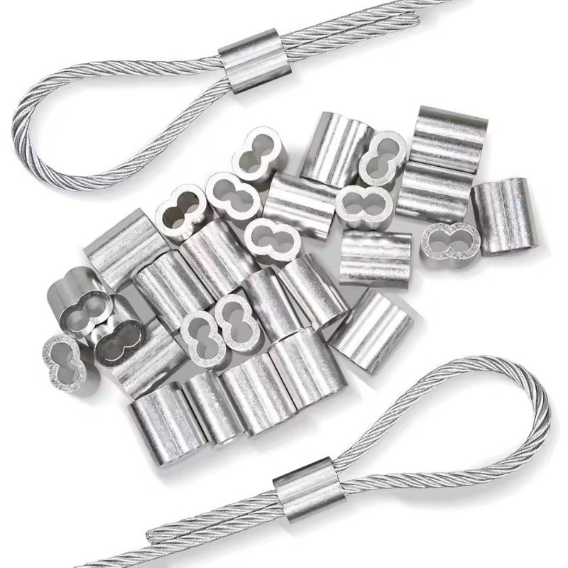 50-100PCS Double Hole Cable Crimp Sleeve - Aluminum Cable Stopper Crimp ...