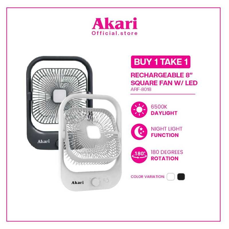 Buy Akari 1 Take 1 Rechargeable Square Fan With Led Light (Arf-8018 ...