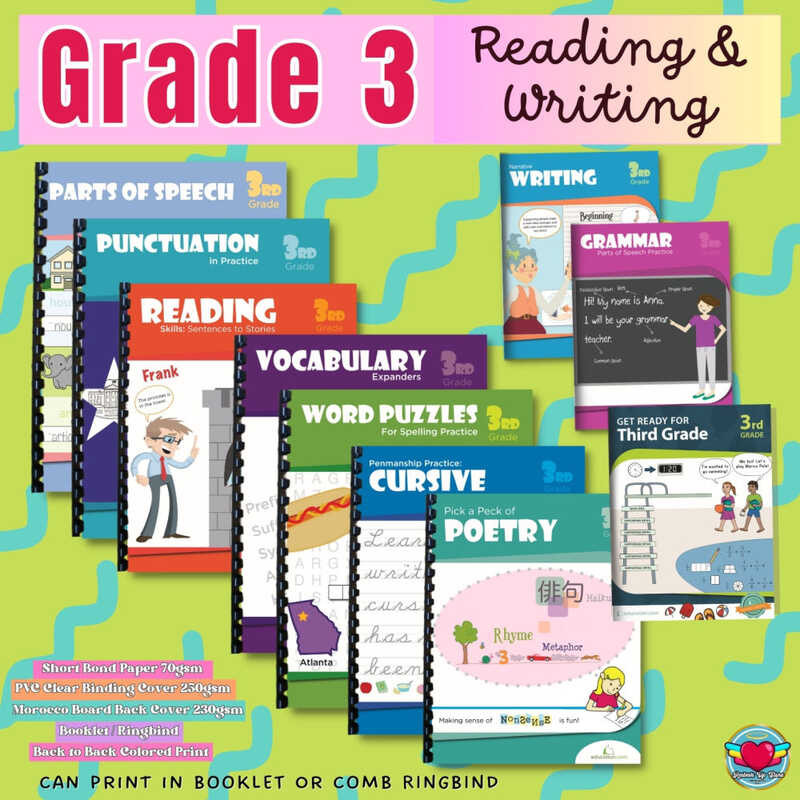GRADE 3 (Reading & Writing) Workbook Worksheet Homeschool Learning ...