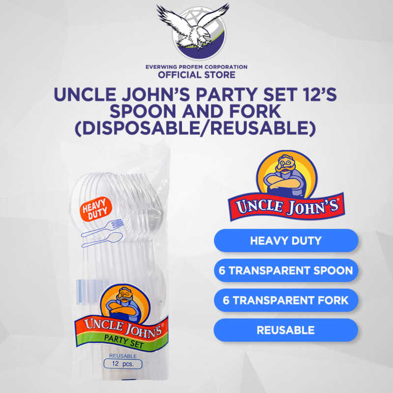 Uncle John's Party Set 12'S Spoon Fork Disposable Reusable | Shopee ...