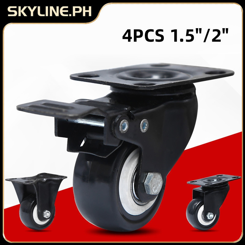 4pcs 1.5/2inch Heavy Duty Caster Wheels 360 Degrees Swivel Wheel Gold ...