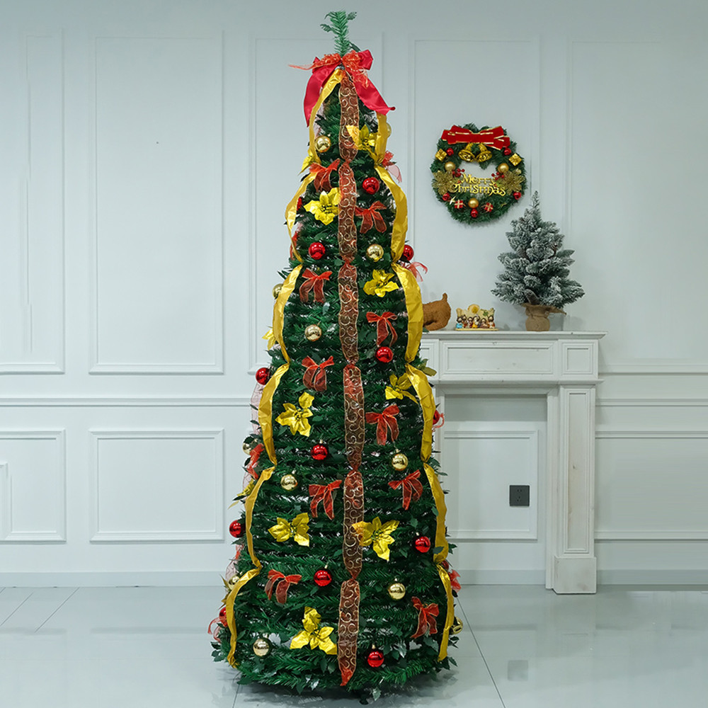 NUVOX Foldable Christmas Tree Pop Up 5/6/7ft Makapal with Decoration ...