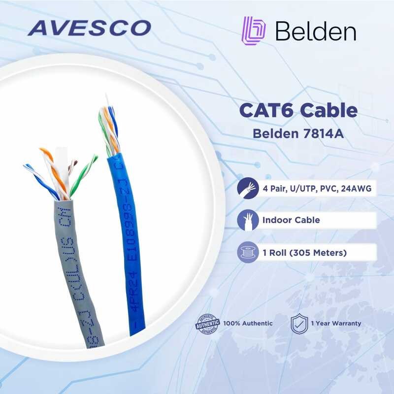 Belden 7814A Cat 6 Cable UTP Unshielded Awg24 Gray Data LAN Cat6 305 ...