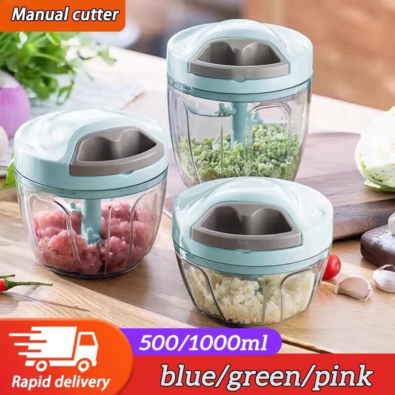 500/1000ML Mini Food Chopper with Pull Mechanism Garlic Chopper Manual ...