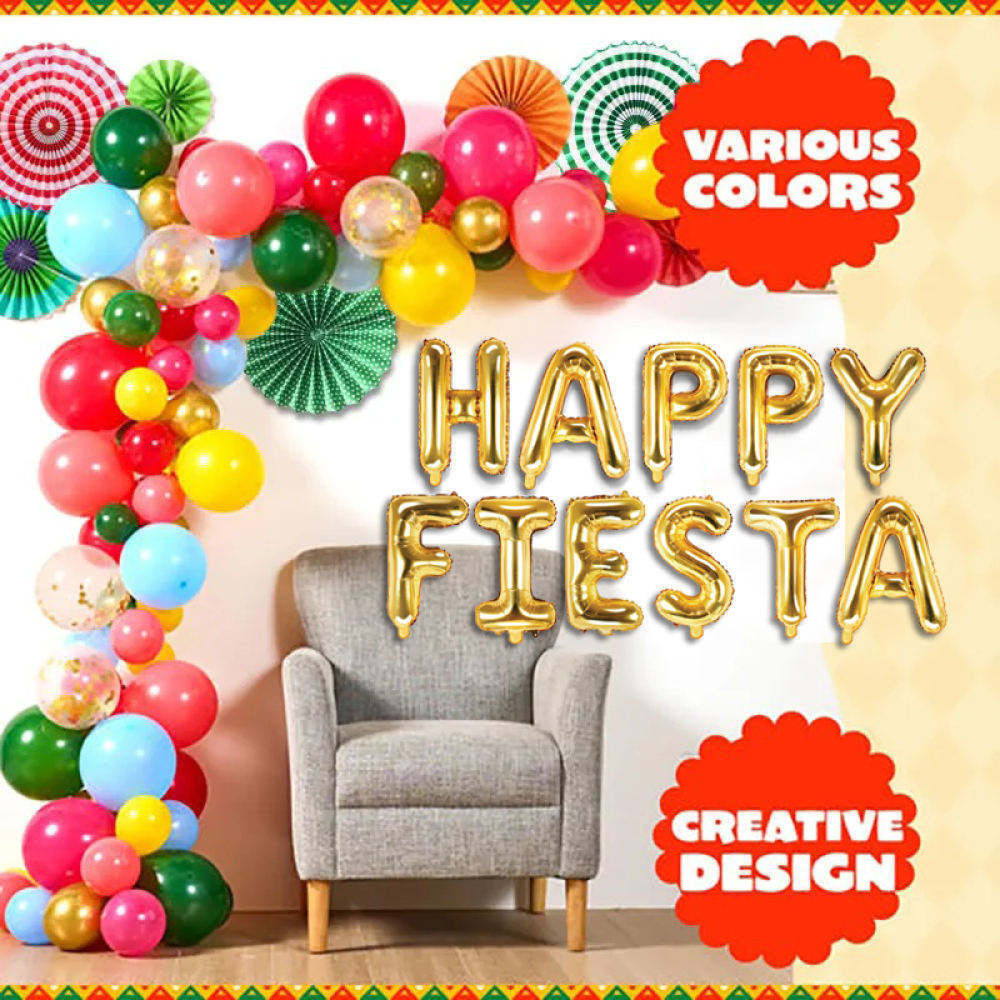 Happy Fiesta Decoration Set Party Banner Colorful Balloons Arch ...