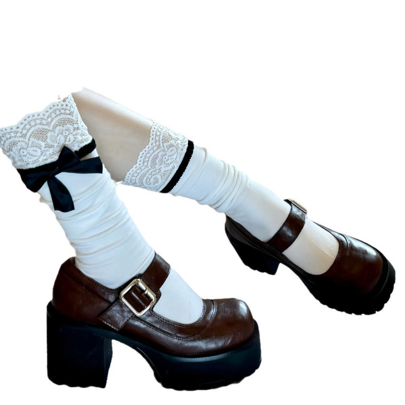 Sweet Jk Lolita Bow Black and White Mid Leg Socks Pure and Versatile ...