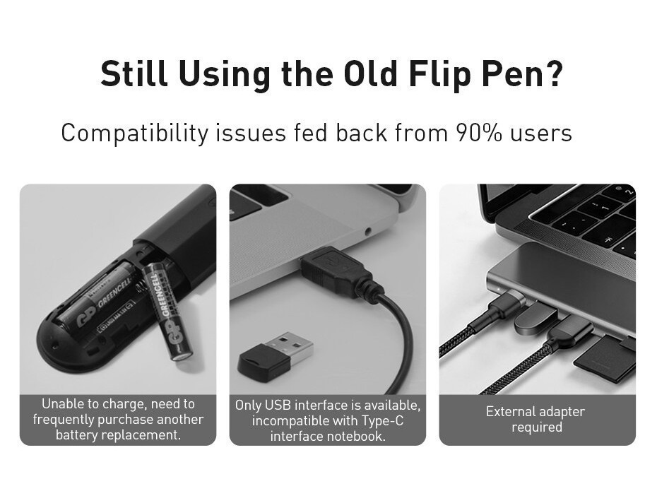 Baseus Red Laser Remote Controller Presenter Wireless Pen 2.4Ghz Type C ...