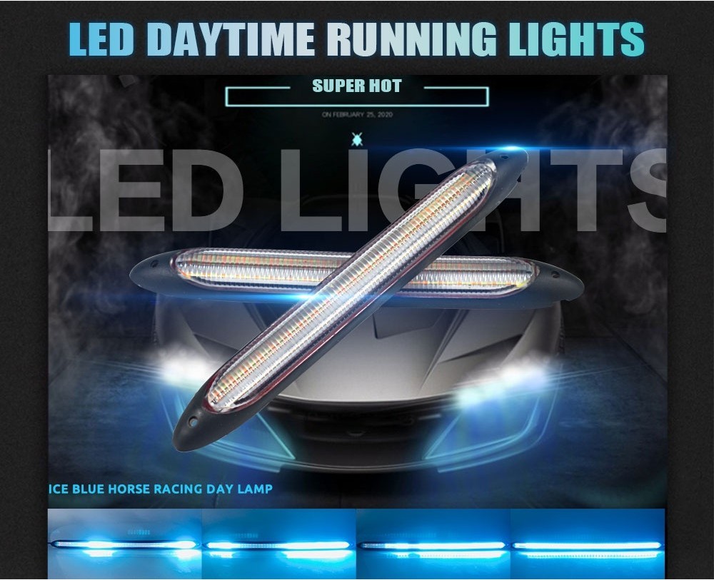 SEAMETAL 2Pcs Car LED Turn Signal Light DRL RGB Flowing Yellow White ...