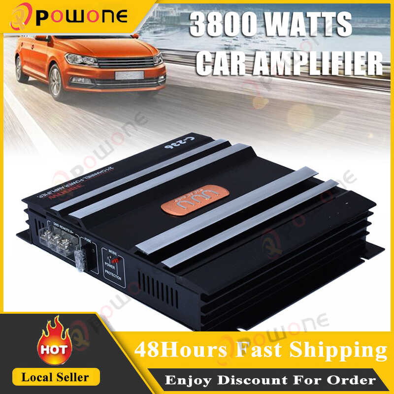 12V 3800W POW Audio 2 Channel Powerful Low Pass Filter Car Amplifier ...