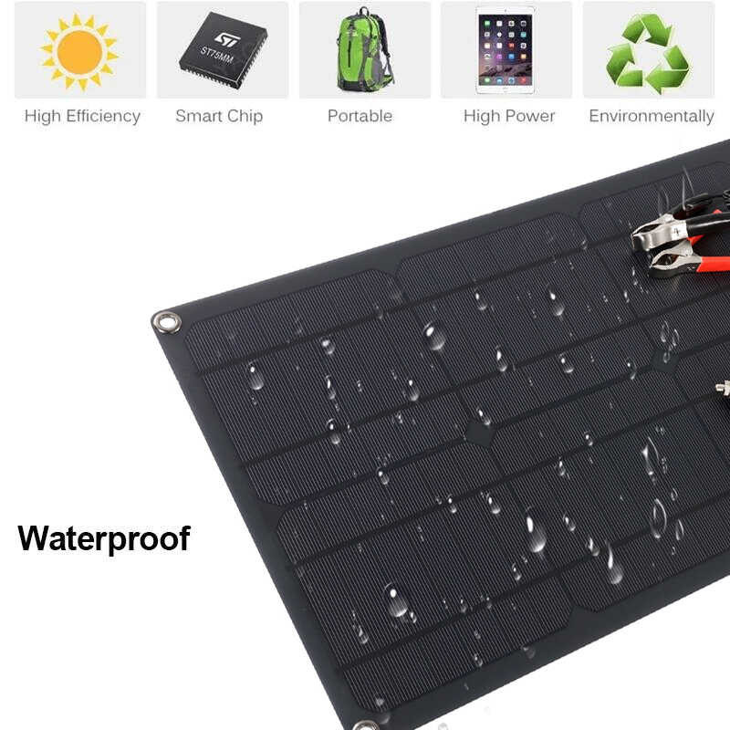 5V 18V Φ Panel 50W 12 Volt Portable Solar Plate Outdoor USB Charger For ...