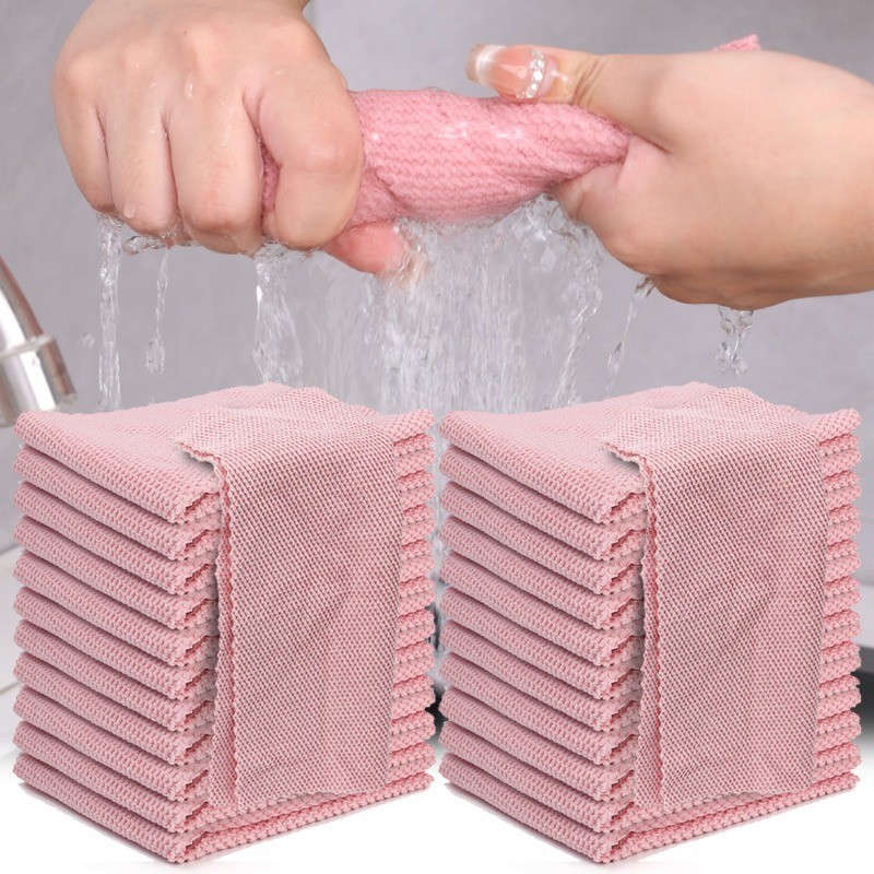 2Pcs Ultra-Fine Microfiber Cleaning Cloths - Kitchen Oil-proof ...