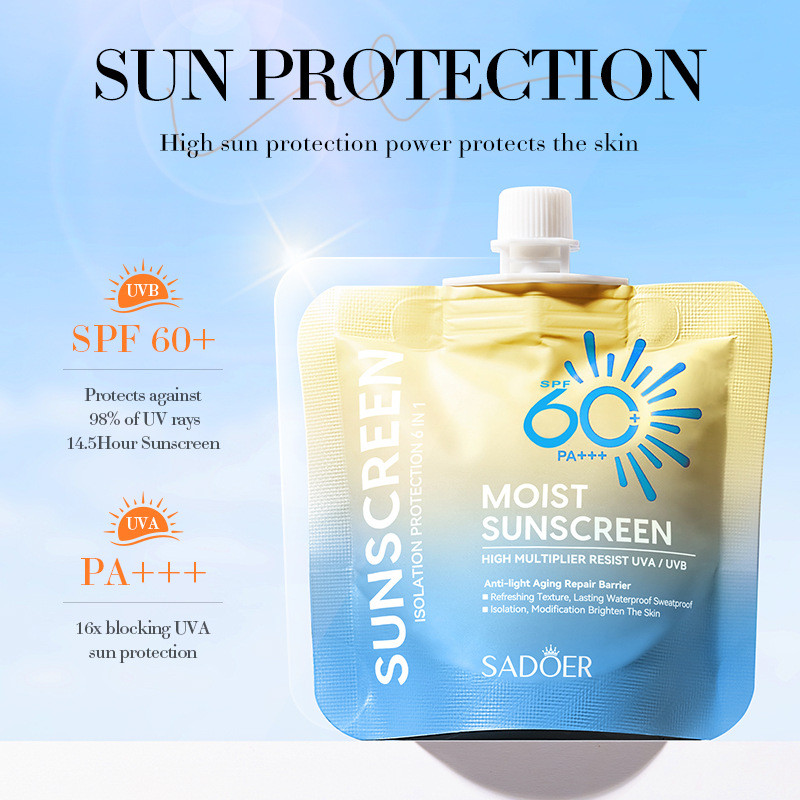SADOER Moist Sunscreen Resist UVA/UVB SPF60+PA+++ 30g | Shopee Philippines
