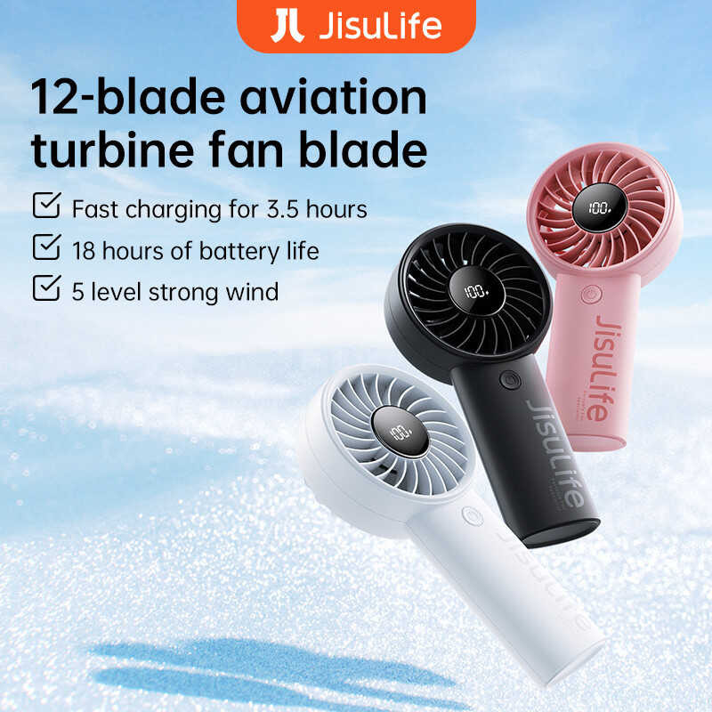 Jisulife Life 4 Handheld Fan, 5000Mah, 12 Blades, Turbo Fan, With ...