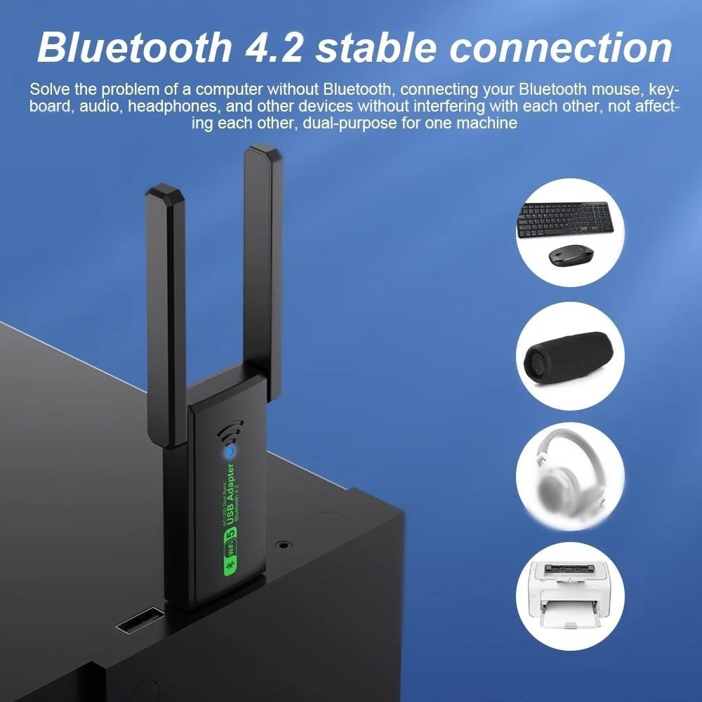 WiFi Bluetooth Adapter 1300Mbps USB 3.0 Enhanced Signal 2.4G 5GHz Wi-Fi ...