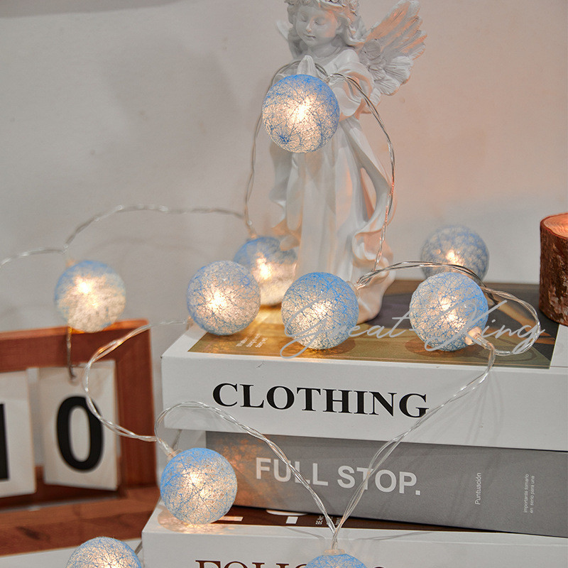 10/20 LEDS Cotton Ball String Fairy Night Lights LED Bulb Bedroom Party ...