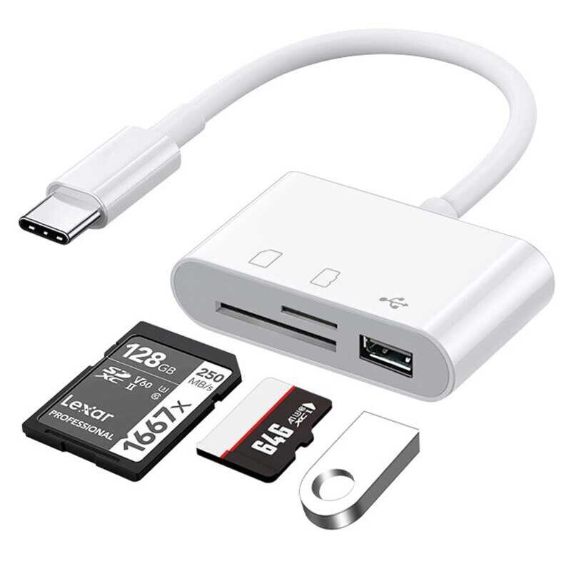 E0 Hub 3 1 Type C TF CF SD Memory Card Reader USB Converter Adapter ...