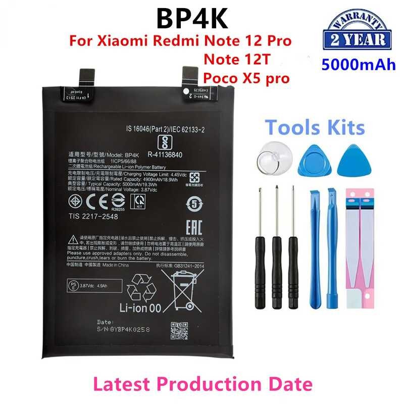 100% Orginal BP4K 5000mAh For Xiaomi Redmi 12 Pro / Note 12T /poco X5 ...
