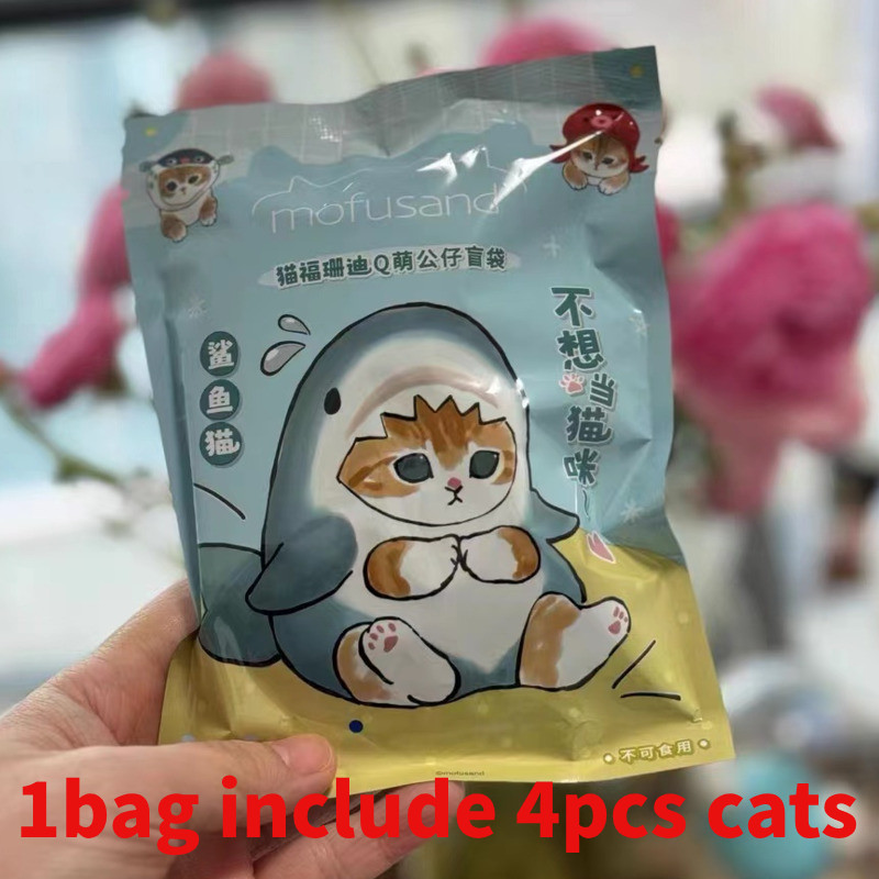 Mofusand Cats Figure Toys Cute Shark Cat Blind Box Bean Action Figura ...