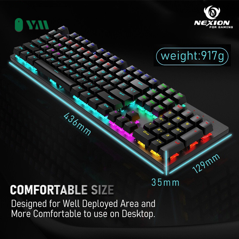 Nexion KL-801 Gaming Mechanical Keyboard RGB Backlight 104 Keys Wired ...