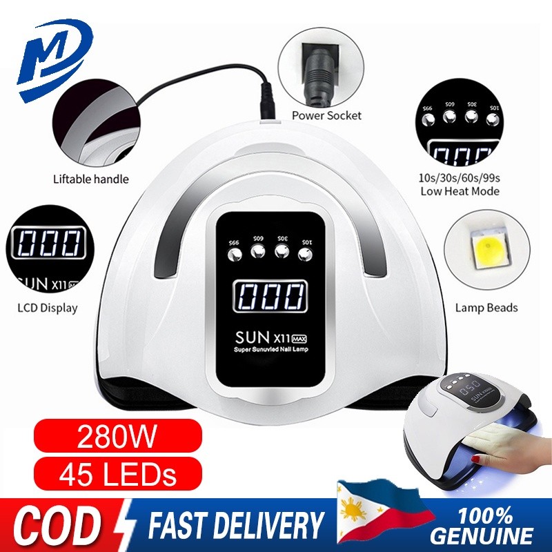 SUN X11 MAX UV LAMP 45 LEDs UV light nail dryer Quick 280W Drying Gel ...