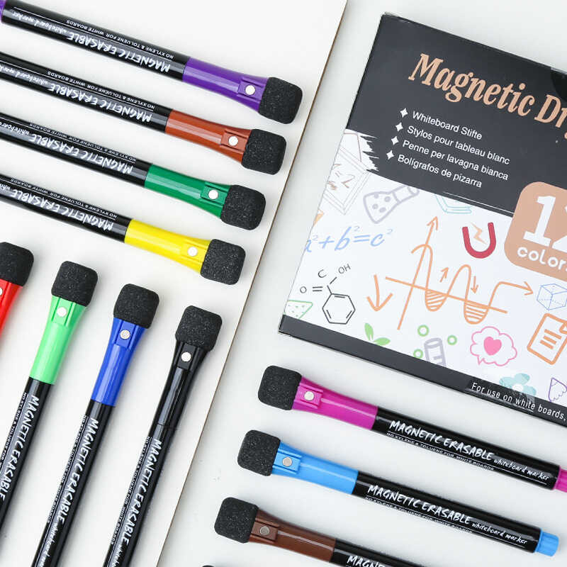 12 Colors Magnetic Whiteboard Markers Box Set For Children Hand-Drawn ...