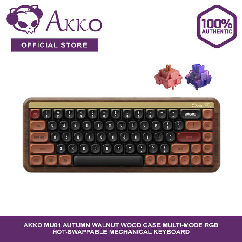 Akko Mu01 Autumn Walnut Wood Case Multi-Mode RGB Hot-Swappable ...