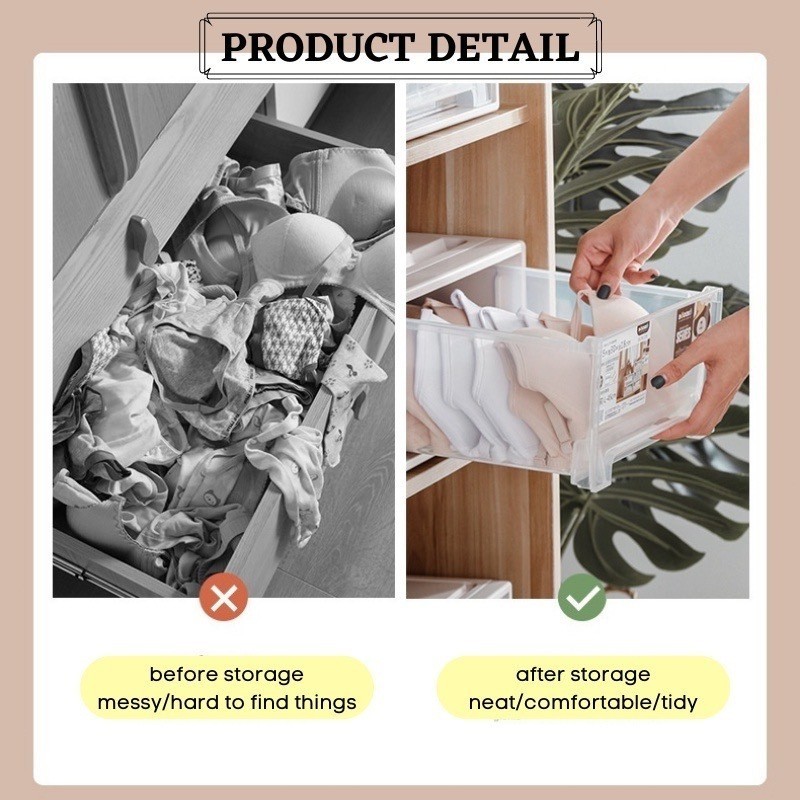 Vision Storage Box Drawer Clothes Wardrobe Plastic Storage Box For ...