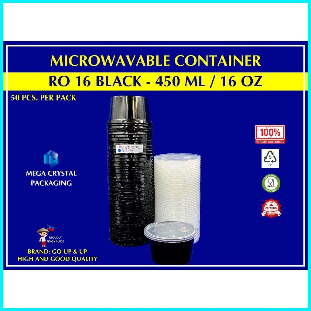 [ 50 Pcs ] Microwavable Plastic Container RO 16 - Round 450 ml / 16 oz ...