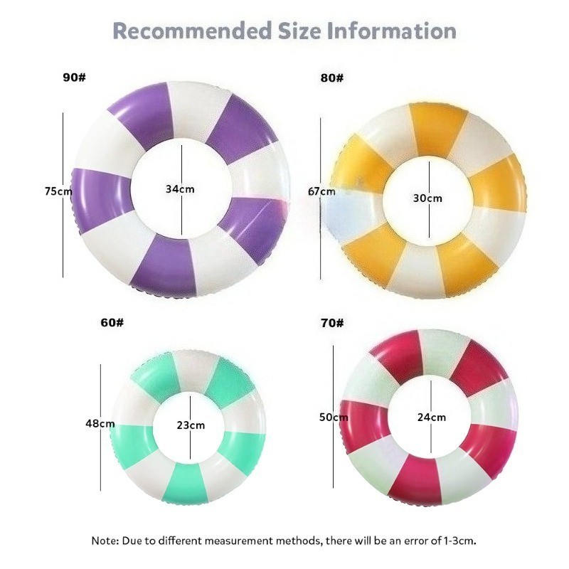 PVC Inflatable Colorful Striped Swim Ring Floater for Kids Adult ...