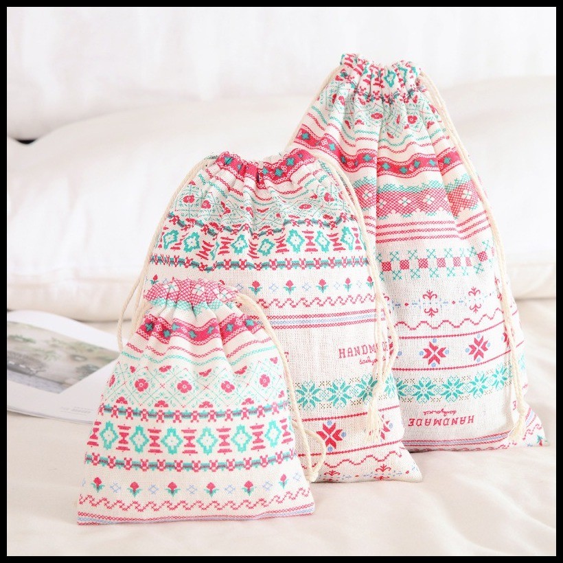 [#PH002] Cartoon Print Cotton Linen Drawstring Storage Bags | Shopee ...