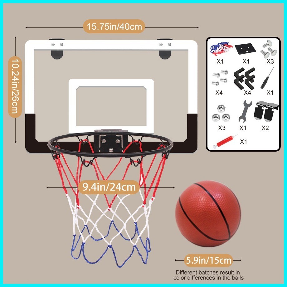 Hanging Basketball Hoop Set with Ball Metal Ring Mini Basketball Hoop ...