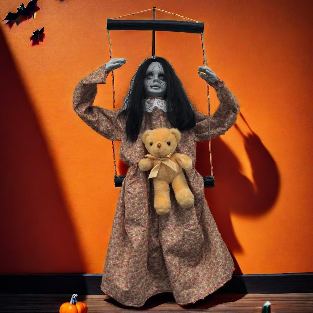 Halloween Female Ghost Puppet Venue Layout Props Horror Scary Pendants ...