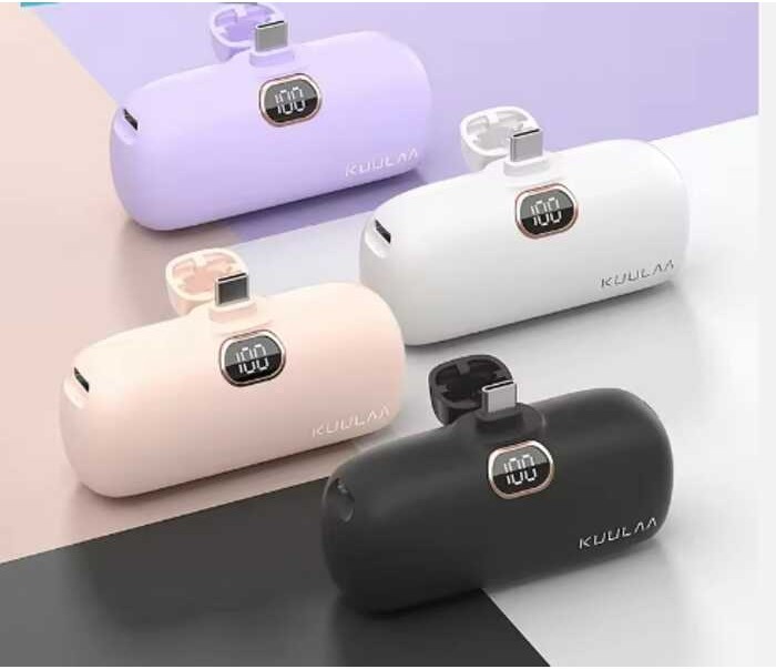 Capsule Mini Pocket Power Bank 5000mAh Digital Display Fast Charging e ...