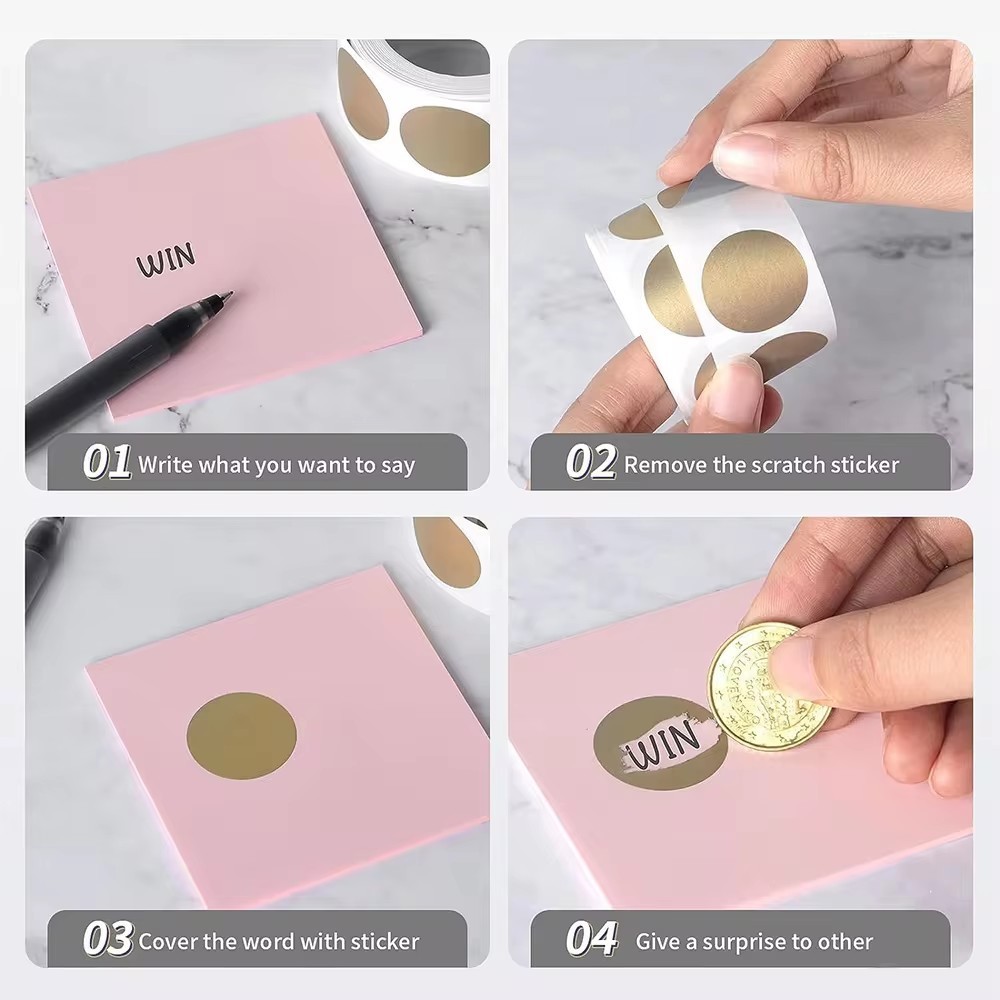 300Pcs/ Roll Scratch Off Stickers - Round Shape Labels Sticker - DIY ...