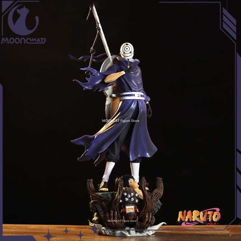 Anime 43Cm Naruto Uchiha Obito Action Figure 2 Heads Carved Giant Wave ...