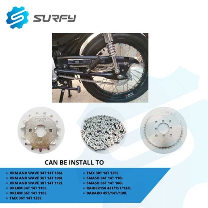Sprocket Chain And Set Chrome Ginawa Thailand Para Sa Xrm/Wave SMASH ...