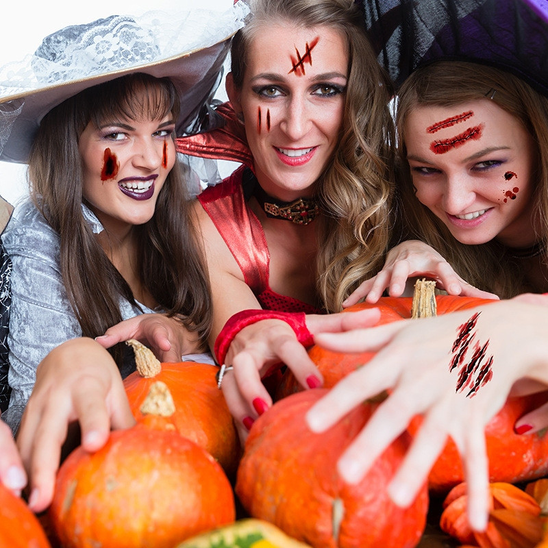 Horror Fake Bloody Wound Stitch Scar Waterproof Temporary Tattoo ...