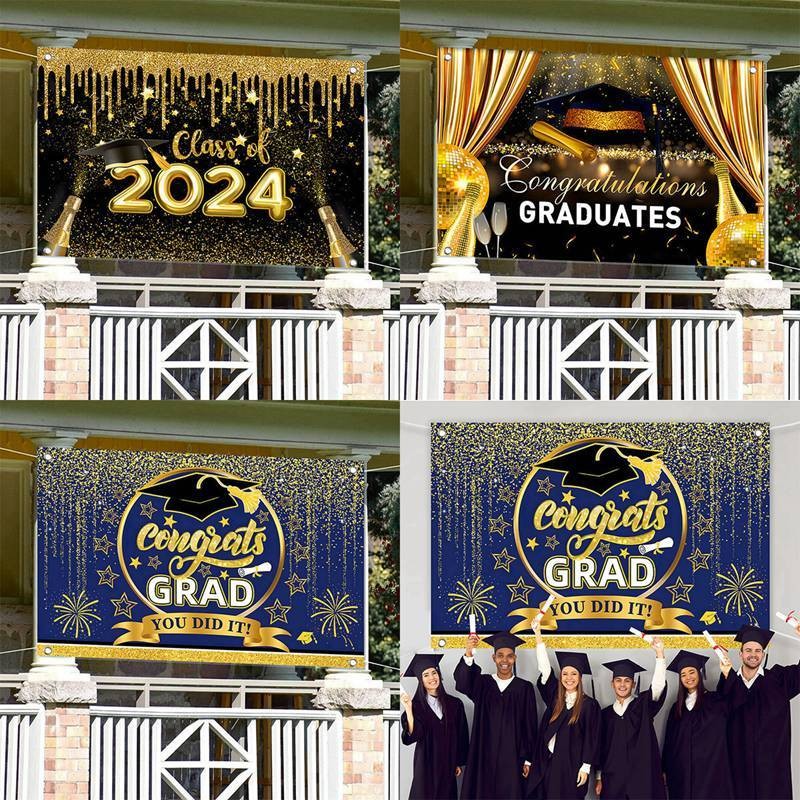150*100cm Grad Backdrop Congrats Grad 2024 Banner Vinyl Background Gard ...