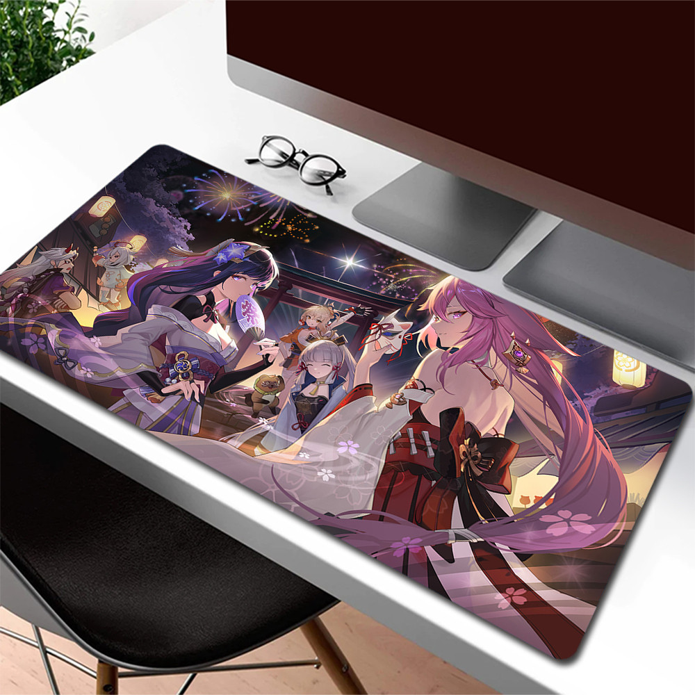 Genshin Impact Mouse Game Pad Anime Girl Mouse Pad Raiden Shogun and ...