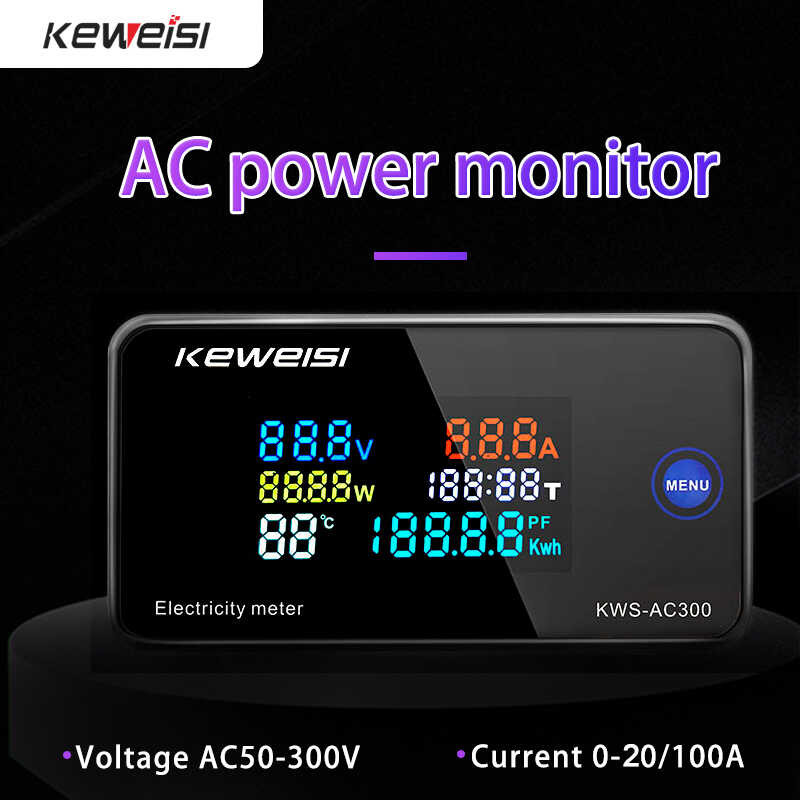 Voltmeter 50-300V Ammeter KWS Power Energy LED Digital AC Wattmeter ...