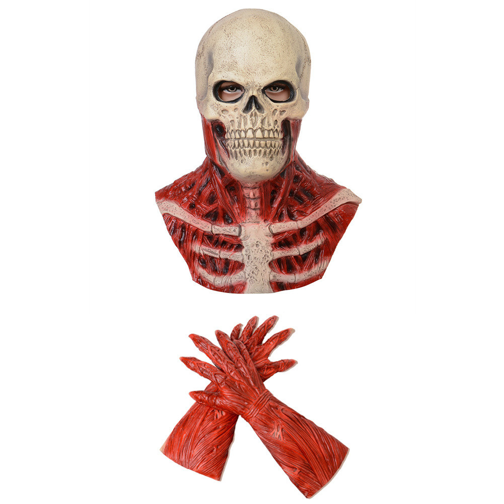 キ Cos Skeleton Outfits Mask Gloves Cosplay Latex Mas Helmet Masquerade ...