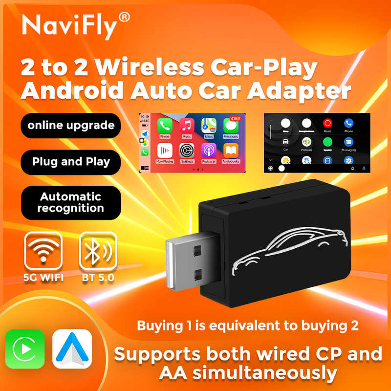 Navifly Wireless Carplay Android Auto Ai USB BOX Support Pluy At Play ...