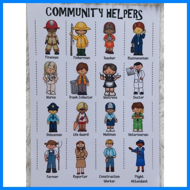 Community Workers / Community Helpers chart, A4 Size Laminated | Shopee ...