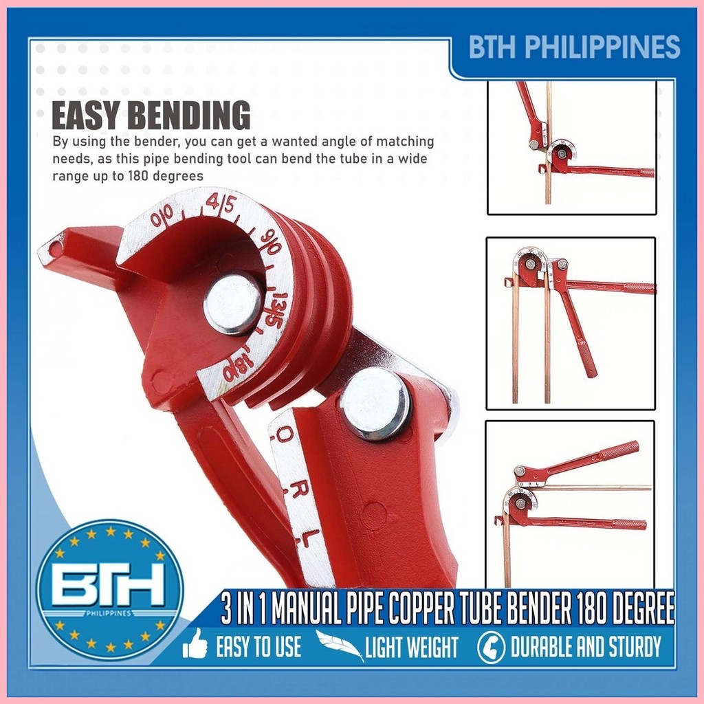 ∇ ⚽︎ 3 in 1 Copper Tube Bender For 1/4, 5/16, 3/8, Manual Tubing Bending Machine ( 0-180 Degrees ...