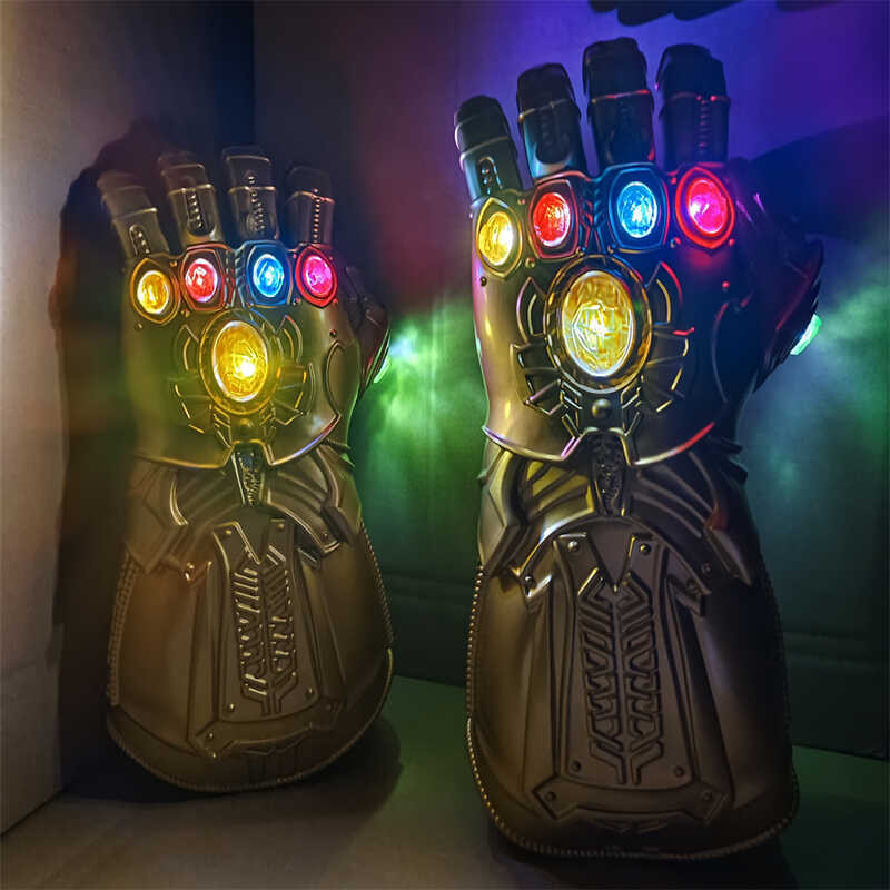 Cos Superhero Prop Gauntlet LED Light Up Thanos Red Infinity Gloves ...